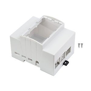 DIN Rail Case for Raspberry Pi 4, DIN Rail Mount Support, ABS Material, Clear Top Window, Large Inner Space Allows Accommodating an Extra Add-on Such as PoE HAT (D), RS485 CAN HAT etc. Easy to Use