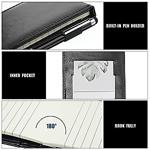 Outus 10 Pieces Mini Pocket Notepad Holder Set, Included Mini Pocket Notepad Holder with 50 Lined Sheets, Metal Pen and 8 Pieces 3 x 5 Inch Memo Book Refills, 30 Lined Paper Per Note Pad (Black)