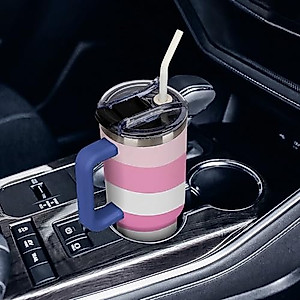 Trans Pride Free Flag Insulated Tumbler with Lid And Straw Stainless Steel Travel Coffee Mug 40oz Deep Blue-style