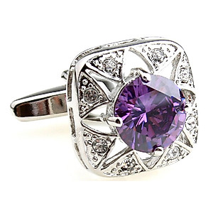 MRCUFF Purple Crystal Pair Cufflinks in a Presentation Gift Box & Polishing Cloth