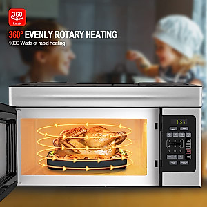 30 Inch Over-the-Range Microwave Oven, GASLAND Chef OTR1603S Over The Stove Microwave Oven with 1.6 Cu. Ft. Capacity, 1000 Watts, 300 CFM in Stainless Steel, 13" Glass Turntable, 120V, Easy Clean