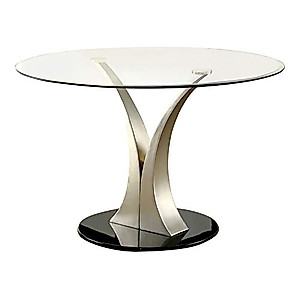 Furniture of America Lopez Contemporary Metal Oval Dining Table in Silver