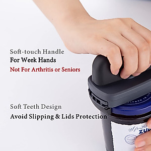 KITCHENDAO Non-scratch Rubber Jar Opener Gripper Tool for Weak Hands, Soft Gripper to Avoid Scratching Lids, Soft-touch Handle, Compact Handheld Easy Grip Jar Opener for 1" to 3.9" Diameter