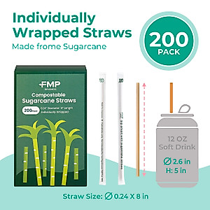 [125 Pack] Bubble Tea Straws 8.5 Inch Long - Black Wide Disposable Paper Drinking Straws, Biodegradable Compostable Eco-friendly Plastic Alternative, for Hot Cold Boba Pearl Milkshake Coffee Smoothie