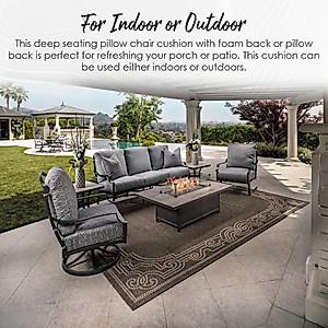 RSH DECOR: Deep Seating Cushion with Pillow Back | 23" x 24” Seat | Water and Fade-Resistant Spun Fabric | Outdoor Chair Cushion Set for Patio Furniture | Peacock