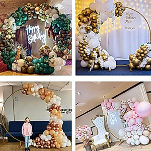 BOJOY 7.8ft Balloon Arch Stand, Circle Backdrop Stand, Golden Metal Round kit Decoration, for Birthday Party, Wedding, Baby Shower, Photo Background Decoration