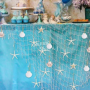 20 PCS Christmas Natural Starfish Ornaments 3-4'' + Beaded Starfish Garland Christmas Decorations 80Inch