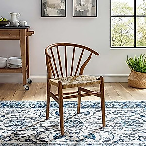 Modway Flourish Mid-Century Modern Rustic Farmhouse Wood Dining Chair in Walnut