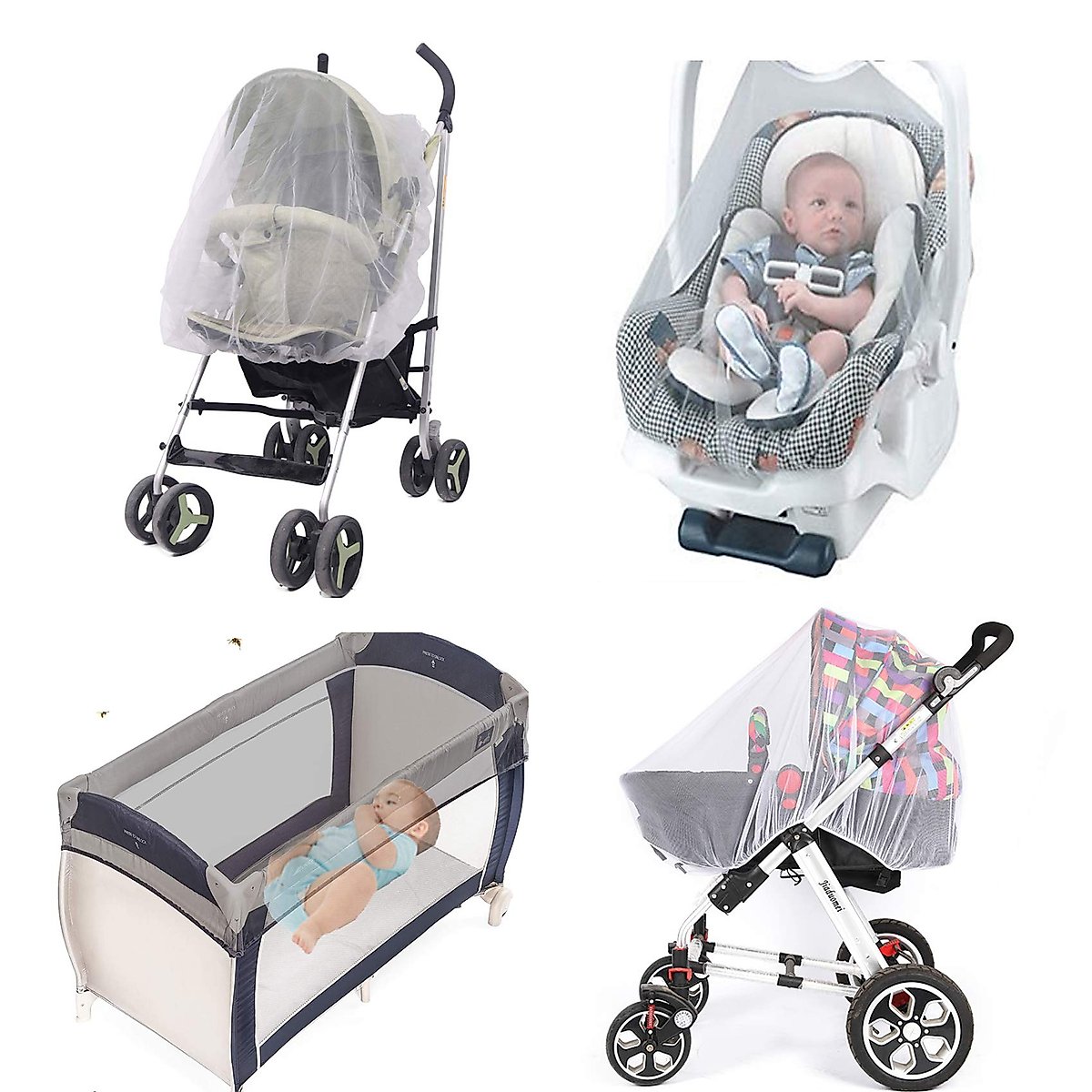 No-See-Ums Mosquito Net for Stroller Finest Holes Mesh 2000 Universal Size Stroller Bug Net, No Harmful Chemicals and Breathable for Stroller, Playpen & Car Seat Available in Grey or Coffee