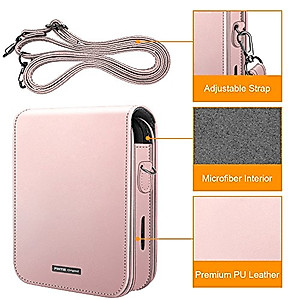 Fintie Protective Case for Polaroid POP 2.0 2 in 1- Premium Vegan Leather Bag Cover with Removable Strap for Polaroid POP 2.0 3x4 Instant Print Digital Camera, Rose Gold