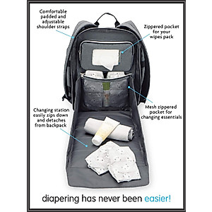 Baby Brezza Ultimate Changing Station Baby Diaper Bag Backpack - Extra Large Capacity Design with 17 Pockets, Perfect for 1 Baby or Twins, Grey