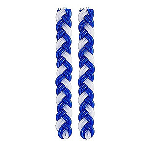 Ner Mitzvah Braided Havdalah Candle - 12-Pack Flat Blue and White Paraffin Wax - Handcrafted Havdallah Candle - Shabbat Judaica Gift
