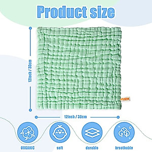 MUKIN Baby Washcloths - Soft Face Cloths for Newborn, Absorbent Bath Face Towels, Baby Wipes, Burp Cloths or Face Towels, Baby Registry as Shower. Pack of 10 (Green,Blue,White)