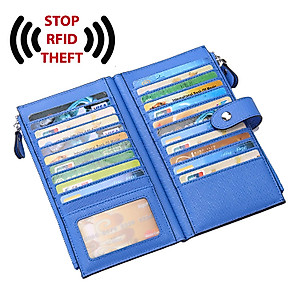 YALUXE Wallet for Women RFID Blocking Genuine Leather Multi Slots Organizer with Zipper Pocket Credit Card Holder Bifold