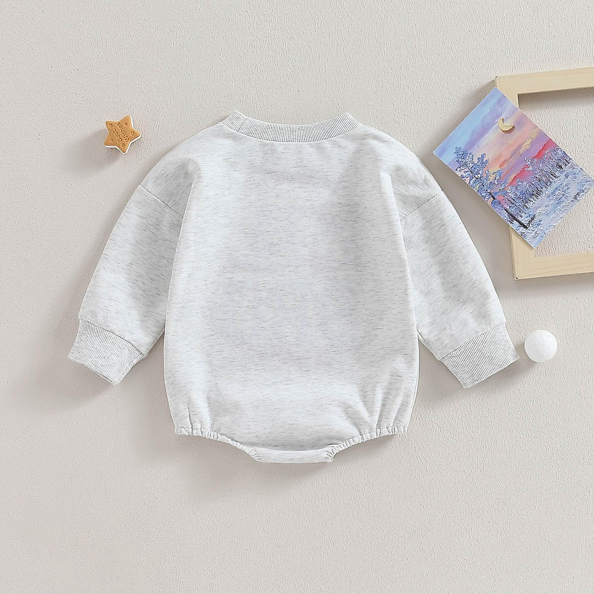 FOCUSNORM Toddler Baby Boy Outfit Newborn Infant Clothes Embroidery Sweashirt Romper Long Sleeve Onesie Mamas Boy Clothes (Letter Grey, 0-3 Months)