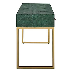 Southern Enterprises Carabelle Desk, Textured Emerald Alligator, Gold