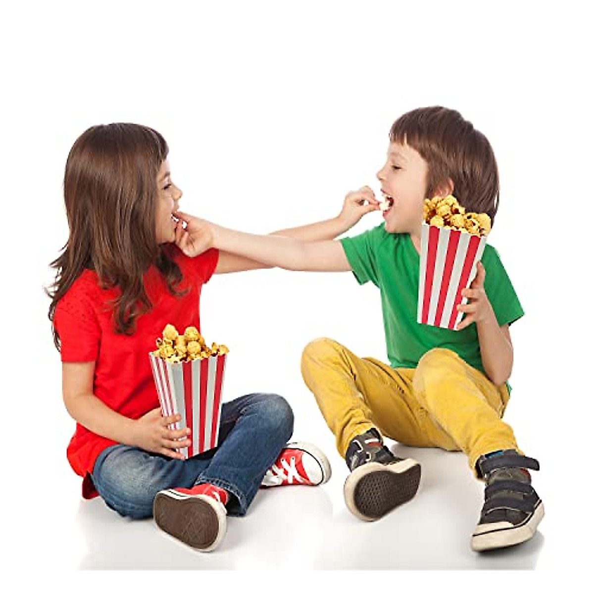 24 Pcs Popcorn Boxes Mini Paper Popcorn Box Cardboard Popcorn Container for Party, White/Red Stripes