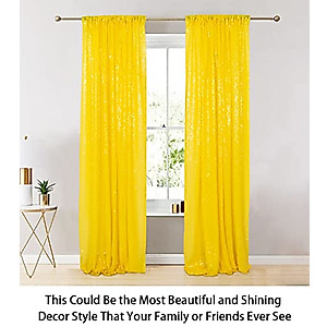 Sparkle Backdrop Curtain Yellow 2 Panels Set Sequin Photo Backdrop 2FTx8FT Sequin Backdrop Curtain Pack of 2-1220S
