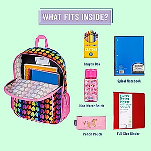 Wildkin Kids Eco Backpack for Boys & Girls, Perfect for Elementary Recycled Backpack, Features Padded Back & Adjustable Strap, Ideal for School & Travel Backpacks for Kids (Rainbow Hearts)