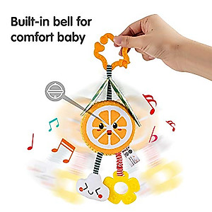 TUMAMA Baby Toys for 3 6 9 12 Months,Hanging Fruit Rattles Avocado,Banana,Orange and Strawberry,Stroller Mobile Toys,Plush Soft Rattles for Boys,Girls Christmas Gifts,4 Pack