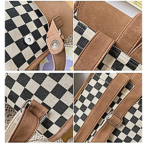 Dark Academia Aesthetic Backpack for School Alt Emo Grunge Book Bag Vintage Checkered Preppy Backpack for Women Teen Girls (One Size,Black)