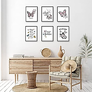 SIKYUCOR Inspirational Butterfly Wall Art Canvas Prints Motivational Positive Quotes Poster Gallery Wall Art Picture Wall Decor Gift for Girls Bedroom Living Room Decoration (8"x10" UNFRAMED)