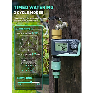RAINPOINT Sprinkler Timer with Brass Swivel, Water Timer for Garden Hose, Programmable Hose Timer with Rain Delay/Manual Watering, Digital Irrigation Timer System for Lawns, 1 Outlet