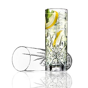 Godinger Tall Beverage Glasses Collins All Purpose Drinking Glasses- Dublin Collection, SET OF 4