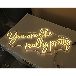 Large LED Neon Sign You Are Like Really Pretty，Neon Lights Sign for Wall Décor, Shop, Salon, House, Bar, Neon Lights for Engagement Party,26.3 X 12.2 IN, Warm White