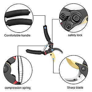 Professional Titanium Pruning Shears,Premium Bypass Pruning Shears for Gardening,Ideal Shrub Plant Scissors & Ergonomic Gardening Tool,Perfectly Cutting Through Anything in Your Yard.