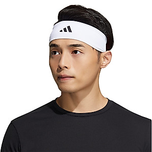 adidas Alphaskin Elastic Headband, White/Black/2, One Size