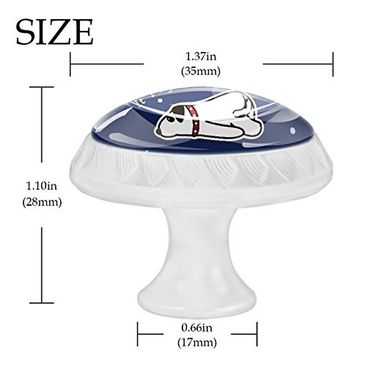 Cabinets Hardware Round Furniture Knobs Sleepy Bear Pattern Print Drawer Dresser Wardrobe Pulls Handles 4 Pack for Home Kitchen Bathroom