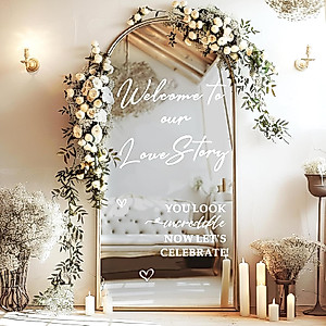 Wedding Welcome Signs Wedding Stickers Welcome to Our Love Story Sign Decals Selfie Mirror Decals for Wedding Party Borad Just Married Sign for Wedding Signage Mr and Mrs Decals Reception Decor(White)