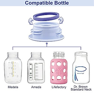 Maymom 3rd Gen Thread Changer or Bottle Converter; Allow Spectra S1 S2 Pump Wide Mouth Flange Compatible w Medela Bottle, Ameda Bottle, Lifefactory Bottle, Dr. Brown Narrow; No Leak, No Fallen Bottle