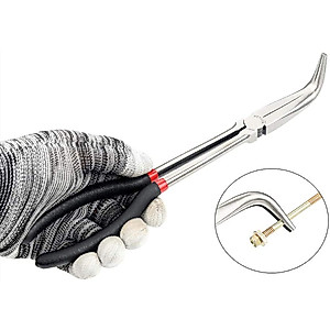 RUNIGOO 5 Piece Long Reach Plier Set - 11” Long Needle Nose Pliers Sets - Straight, 25, 45, 90-Degree Angle, Long Reach Bent Circle Pliers for Hard-to-Reach Narrow Spaces