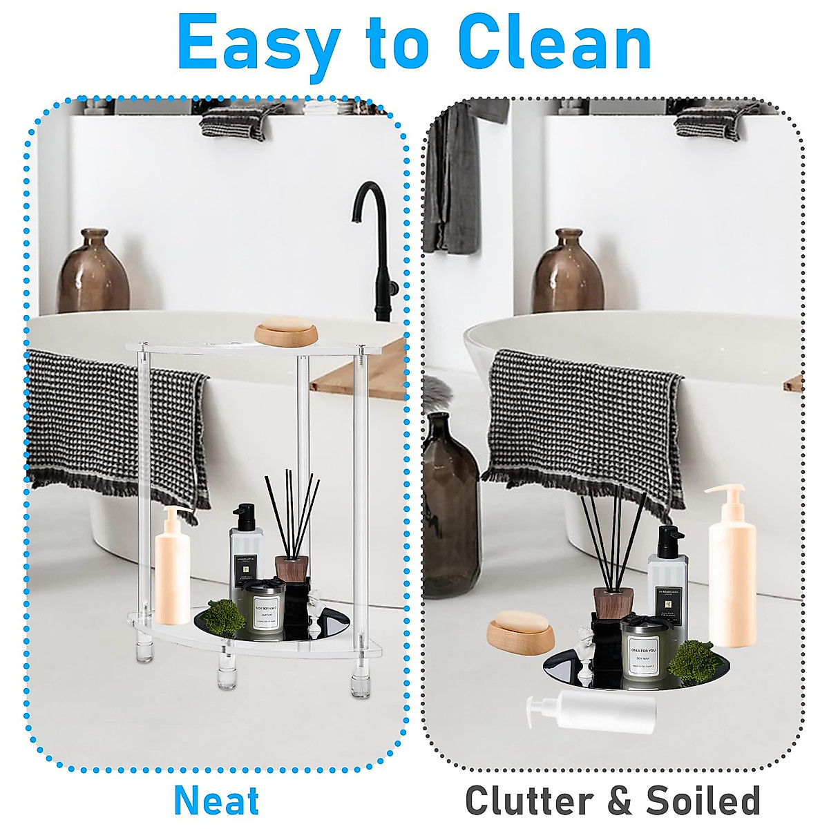 Acrylic Shower Bench, Corner Shower Foot Stool, 2-Tier Shower Stool for Shaving Legs, Bathroom Shower Bench with Storage Shelf, Shower Stool for Inside Shower Waterproof Upgrade