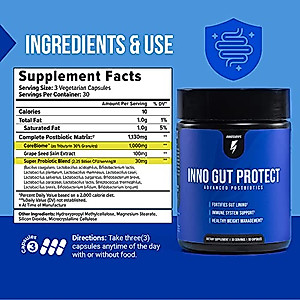 Inno Gut Protect | Complete Probiotic & Postbiotic Formula, Vegan-Friendly, CoreBiome, Grape Seed Skin Extract, Super Probiotic Blend, 30 Servings