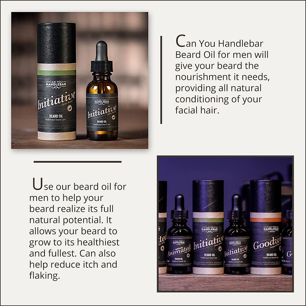 CanYouHandlebar Beard Oil for Men, Natural Beard Care Conditioner Moisturizer Softener Grooming Product, Citrus Bergamot and Lavender Scent, 1oz Dropper Bottle