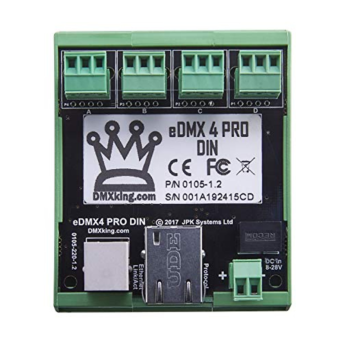 DMXking eDMX4 DIN 4-Port – ArtNet/sACN via Ethernet to DMX 512 Converter with Screw Connectors…
