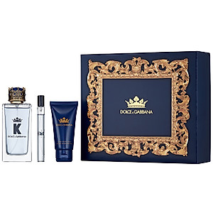 DOLCE & GABBANA K for Men 3-Piece Gift Set (3.4 Ounce Eau De Toilette Spray +1.6 Ounce After Shave Balm+0.33 Ounce Eau De Toilette Spray), multi color