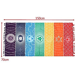Yoga Mat Tapestry Rainbow 7 Chakra Stripes Beach Towel Summer Wall Hanging Mandala Blanket Travel Sunscreen Shawl Hippy Boho