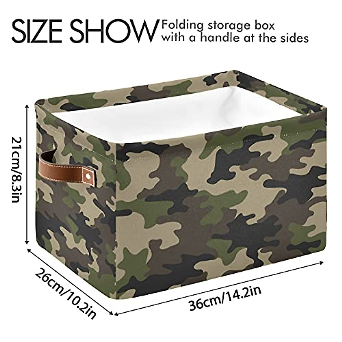 Forest Camouflage Pattern Storage Basket Set of 1 Organizer Storage Bin Foldable Storage Box with Handles for Home Nursery Clothes