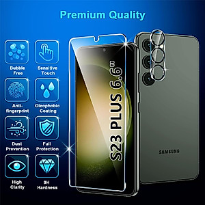 [3+3 Pack] Glass Screen Protector for Samsung Galaxy S23 Plus 5G, 9H Tempered Glass, Ultrasonic Fingerprint Compatible,HD Clear Case Friendly for Galaxy S23 Plus Glass Screen Protector
