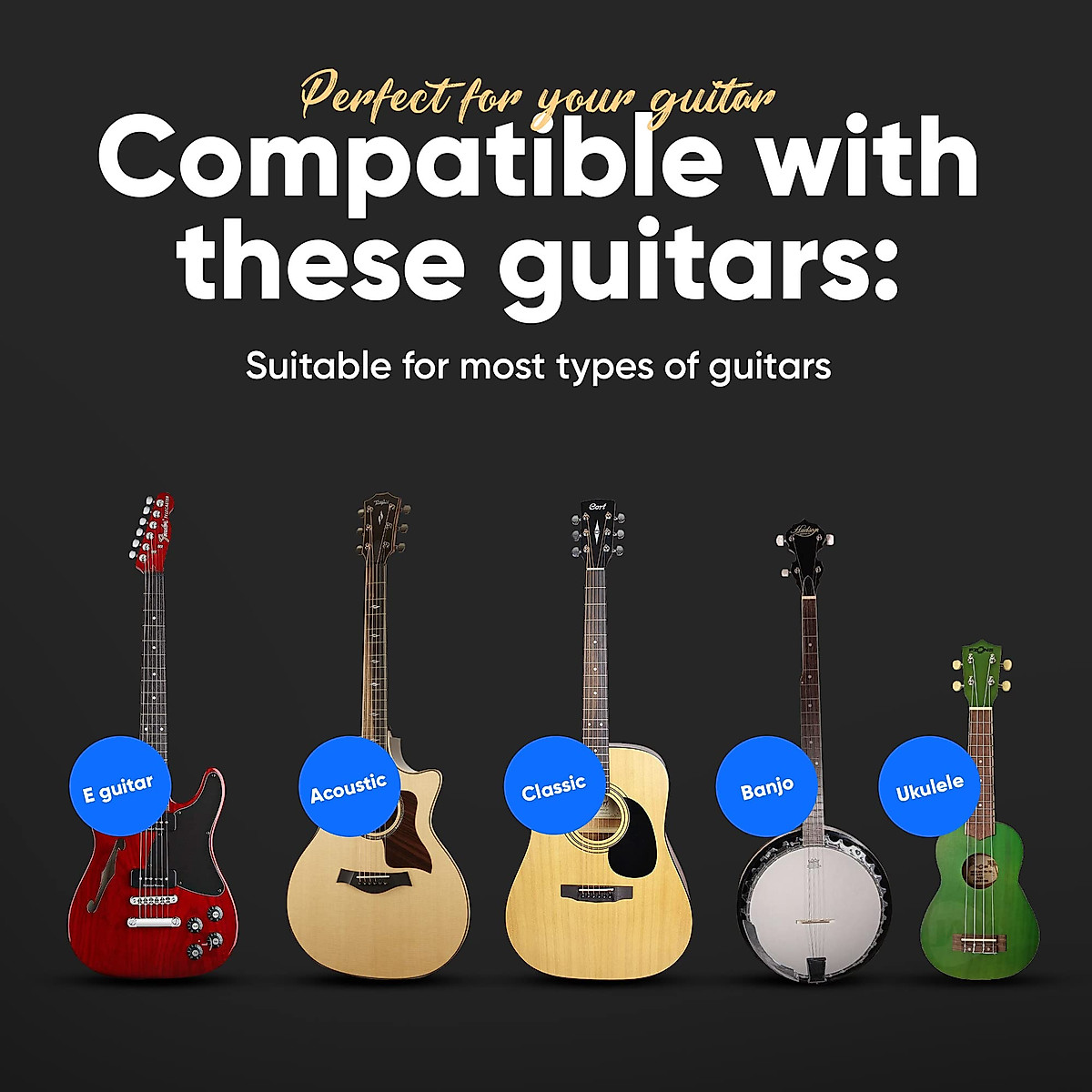 HAVENDI® Capo for Guitar + 3 Picks | Easy to use | Capo for Guitar - Acoustic Guitar, Classical Guitar, Electric Guitar & Ukulele