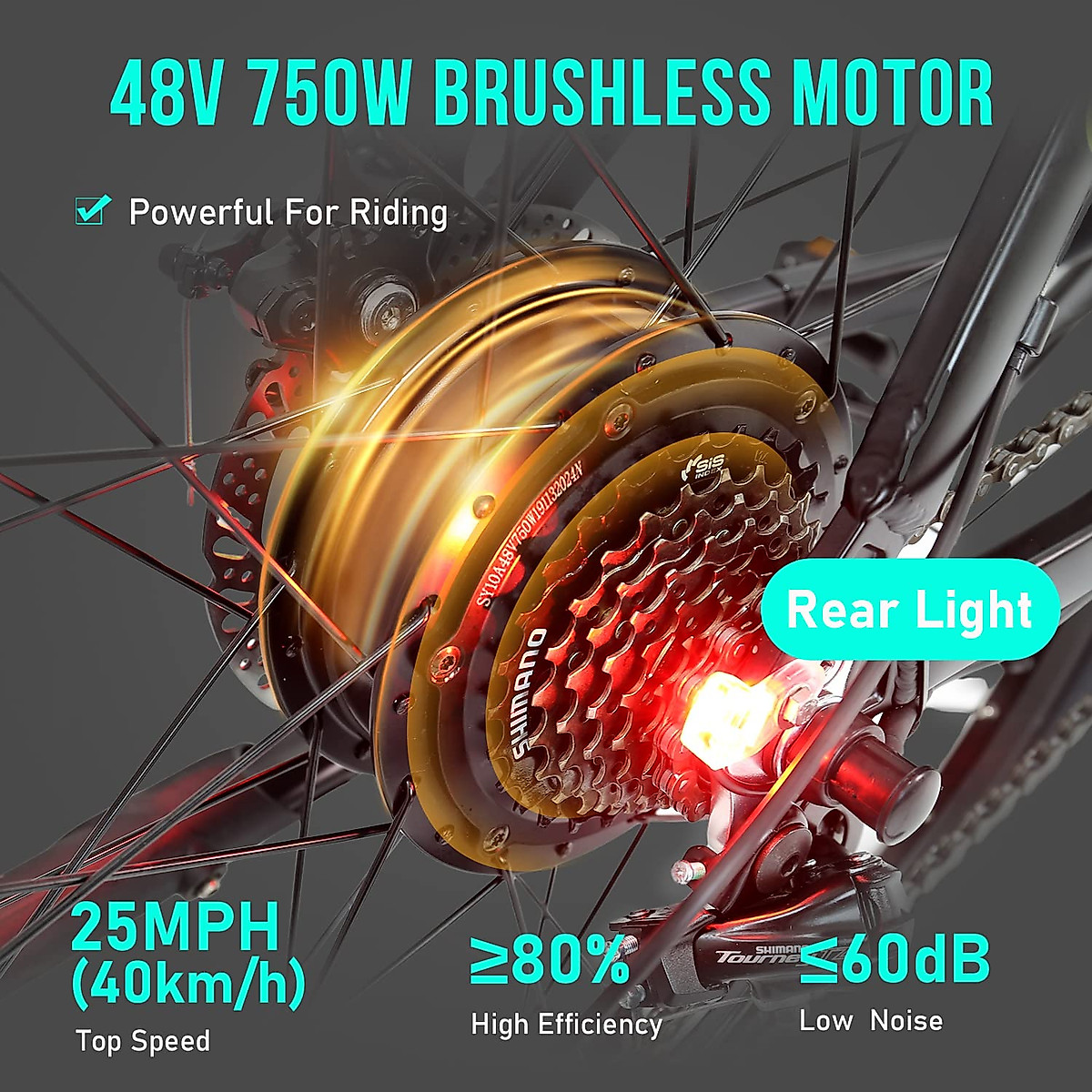 HOTEBIKE Electric Bike for Adult 750W Electric Mountain Bike 48V 13AH Removable Battery Ebike with Suspension Fork Aluminium Frame, Professional 21-Speed Gears 27.5"