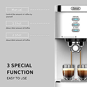 Gevi Espresso Machines 20 Bar Fast Heating Automatic Cappuccino Coffee Maker with Foaming Milk Frother Wand for Espresso, Latte Macchiato, 1.2L Removable Water Tank, 1350W, White