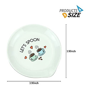 Spoon Rest Small Teaspoon Holder Ceramic Coffee Spoon Holder Coffee Bar Decor for Home Office Coffee Station (Let's Spoon)