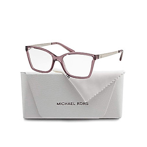 Michael Kors MK4058 CARACAS 3502 54M Burgundy Crystal Injected Rectangular Eyeglasses For Women+ BUNDLE with Designer iWear Eyewear Kit Care Kit