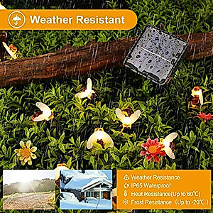 Kisosmart Hebeco Outdoor String Lights led with Two-Way Charging, 23ft 50LED Honey Bee Solar String Lights Outdoor Decorative and Indoor for Garden,Patio，Wedding,Party Decorative Lights