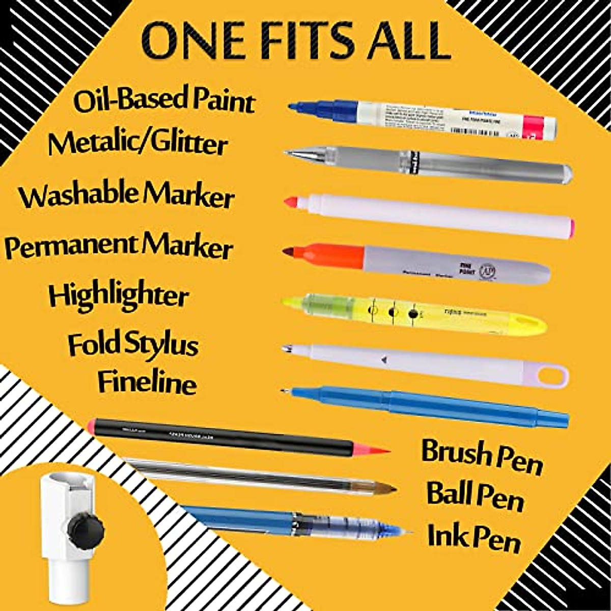 CRAVERLAND Universal Pen Adapter for Cricut Maker 3/Explore 3/Air 2/Air/Maker/Explore Cutting Machine,One Adapter fits All Pens Markers Scoring Stylus Pen Holders Set for Cricut
